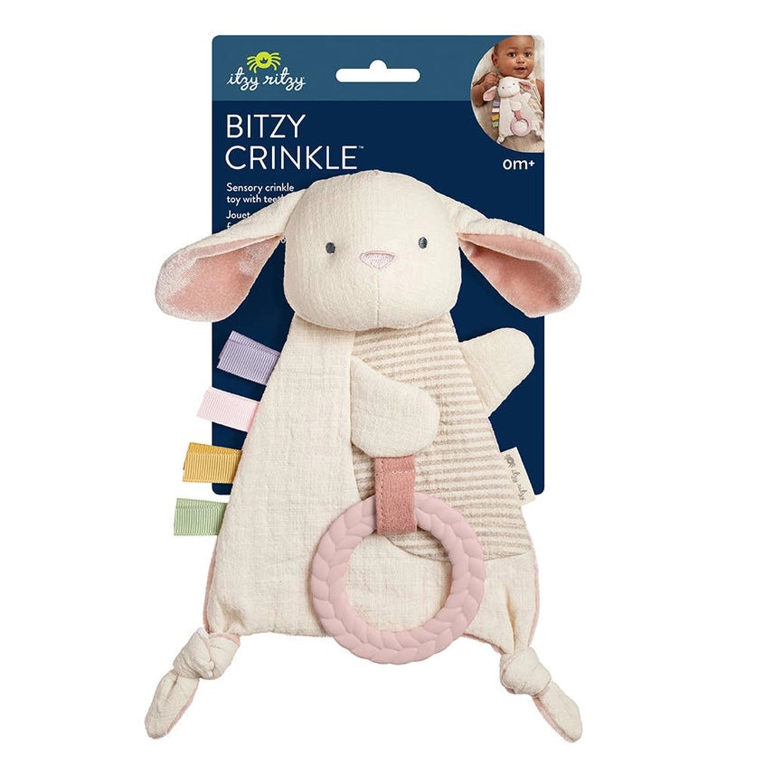 Bitzy Crinkle Sensory Toy with Teether - Bunny – Bunny + Munnie