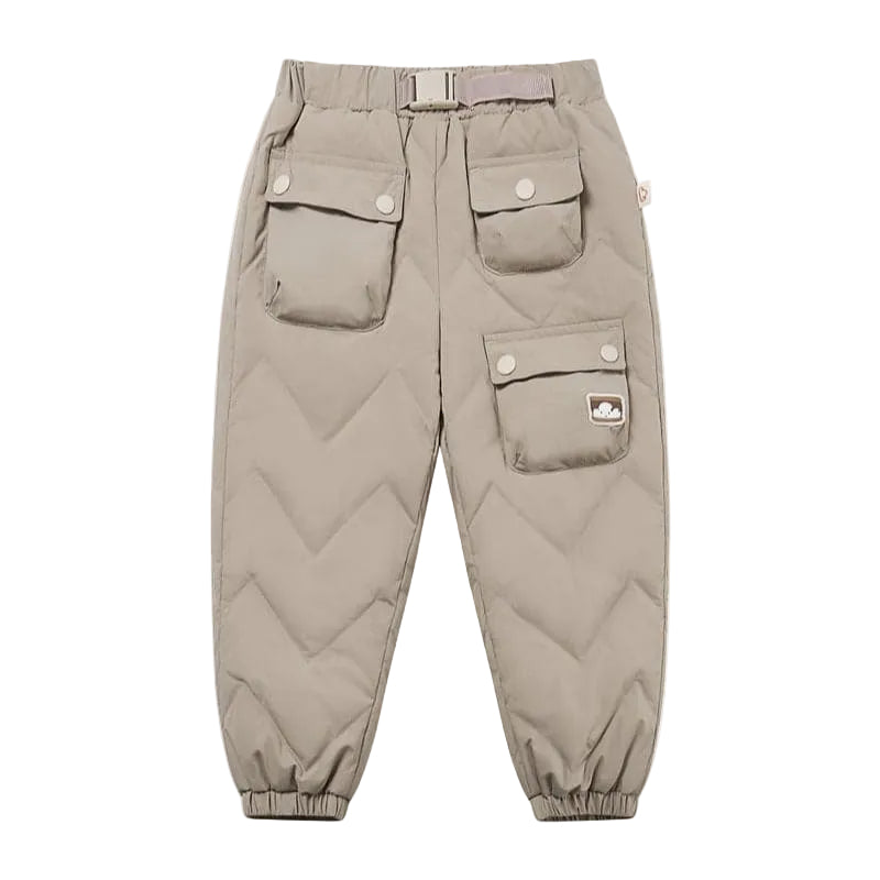Recycled Nylon Taslon Kids Quilted Cargo Down Pants -Pine Wood – Bunny ...